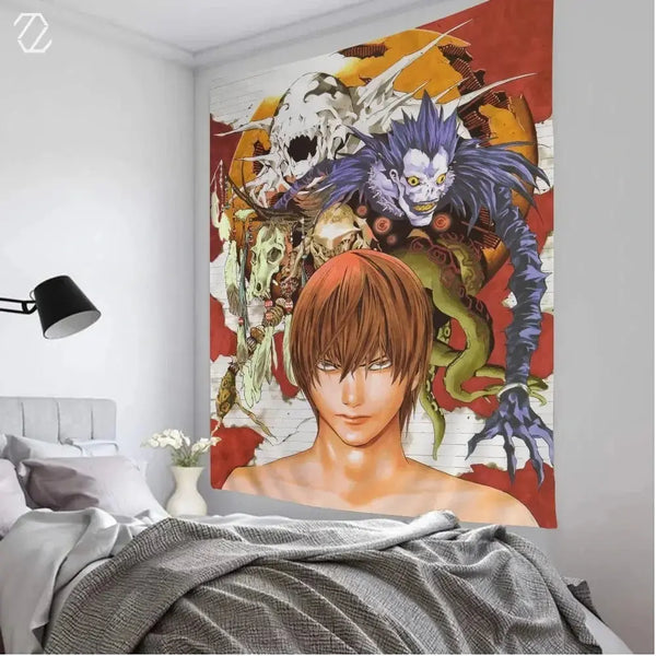 Light Yagami Kira Death Note Wall Tapestry – Gothic Anime Wall Hanging ...